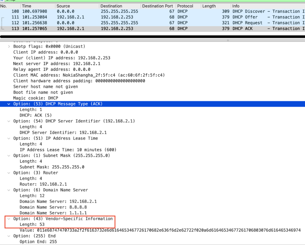 DHCP Option 43 for ACS auto-configuration - Made4It
